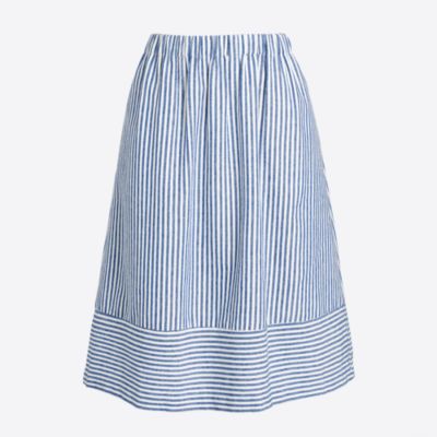 Striped Cotton Linen Midi Skirt Factorywomen Midi And Maxi Factory